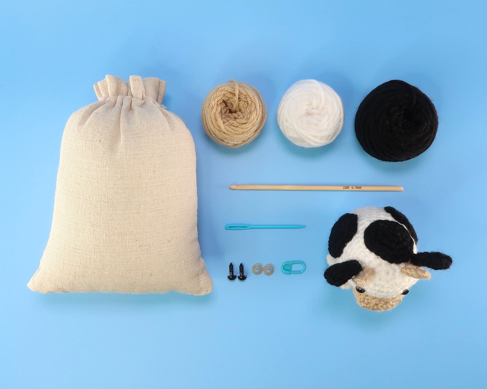 Cow Crochet Kit & Pattern | Beginner Crochet Kit | Animal Crochet Store